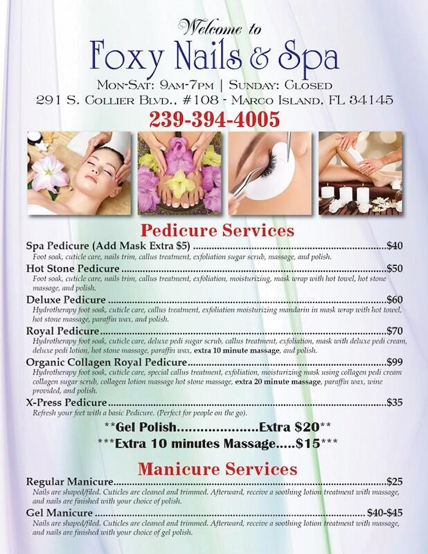 FOXY NAILS & SPA – Marco Room Service